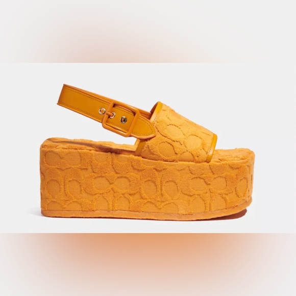Coach | Shoes | Coach Signature Terry Cloth Noelle Papaya Platform 95 ...